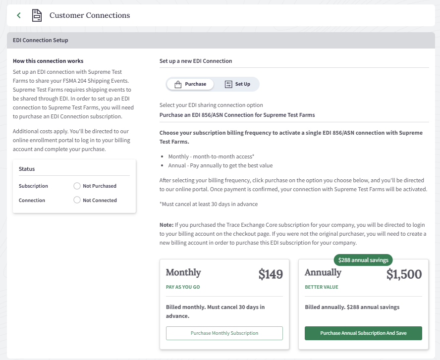 How to purchase an EDI Connection?